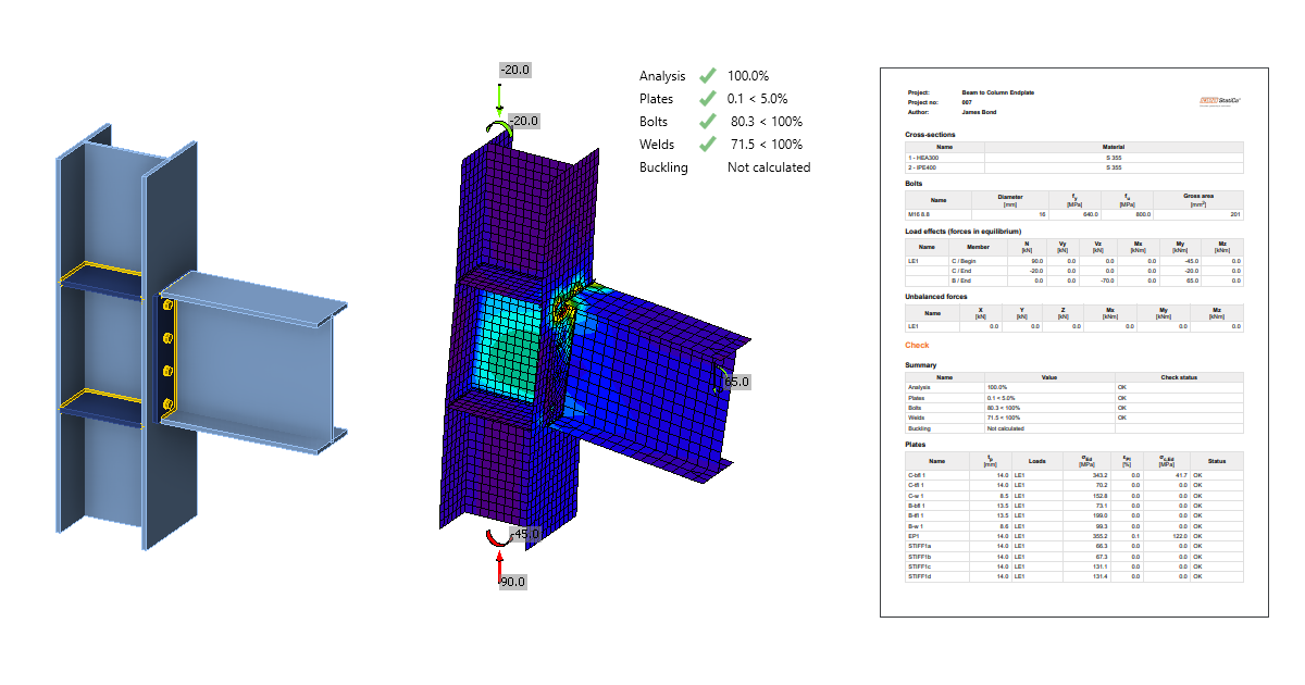 Continuous beam over column connection design (EN) | IDEA StatiCa
